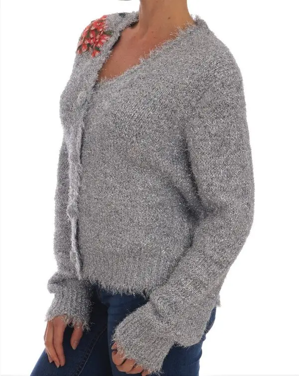 Dolce & Gabbana Floral Applique Cardigan Sweater