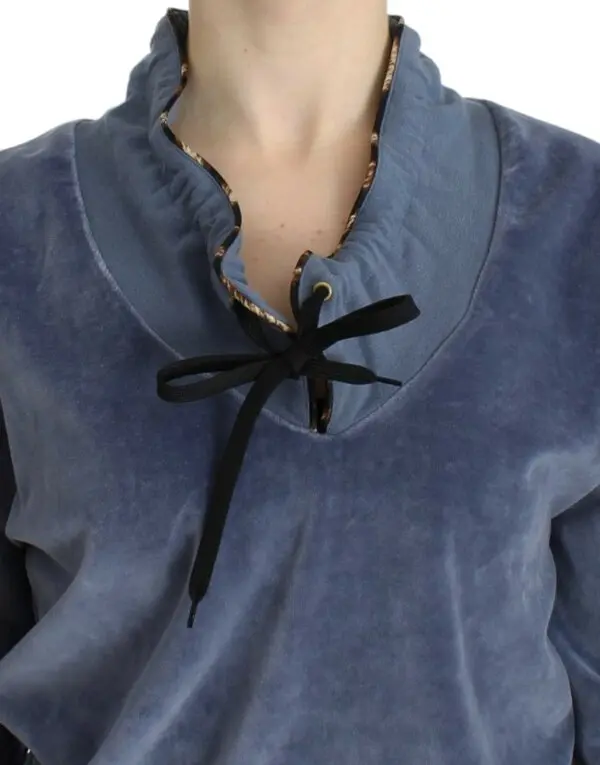 Roberto Cavalli Velvet Cotton Mock Sweater - Blue