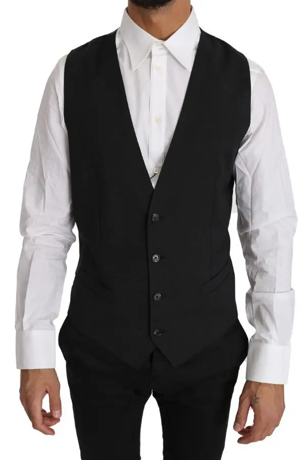 Dolce & Gabbana Waistcoat Vest 100% Wool - Gray