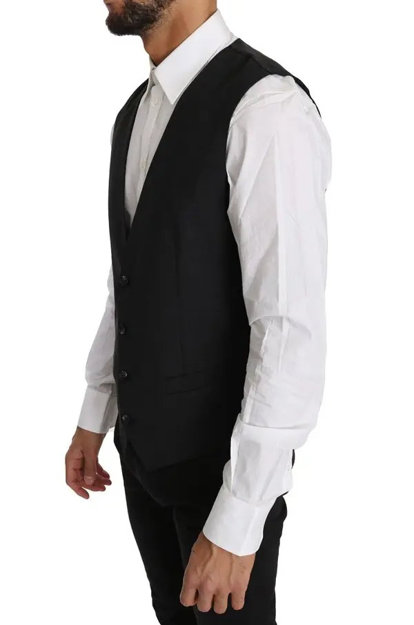 Dolce & Gabbana Waistcoat Vest 100% Wool - Gray