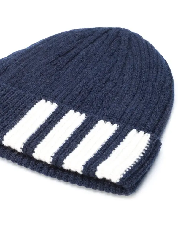 Thom Browne Cashmere Ribbed-knit Beanie - Navy