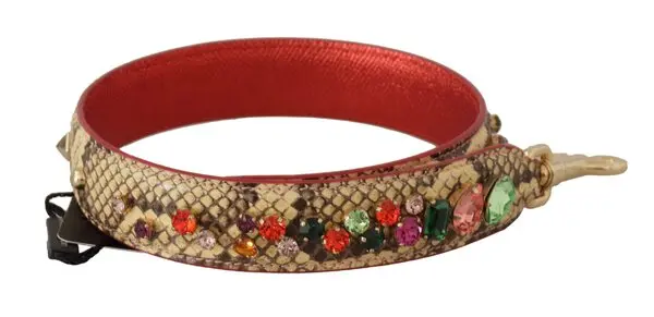 Dolce & Gabbana Exotic Leather Shoulder Strap With Crystals - Beige