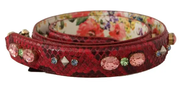 Dolce & Gabbana Exotic Leather Crystal Reversible Shoulder Strap - Red