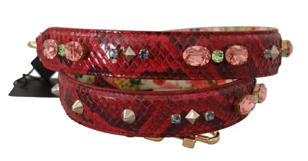 Dolce & Gabbana Exotic Leather Crystal Reversible Shoulder Strap - Red