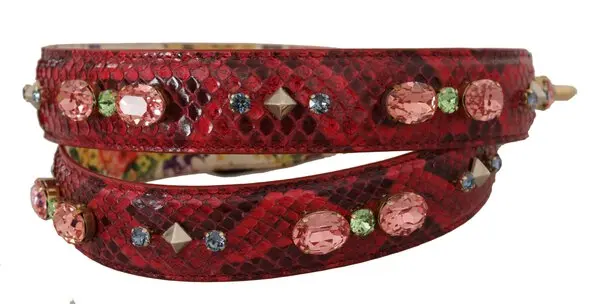 Dolce & Gabbana Exotic Leather Crystal Reversible Shoulder Strap - Red