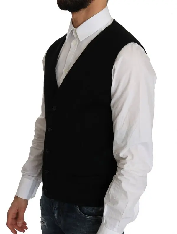 Dolce & Gabbana Waistcoat Woven Cotton - Black