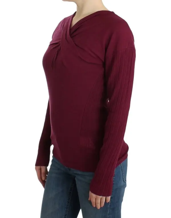 Roberto Cavalli Knitted Virgin Wool Keyhole Sweater - Purple