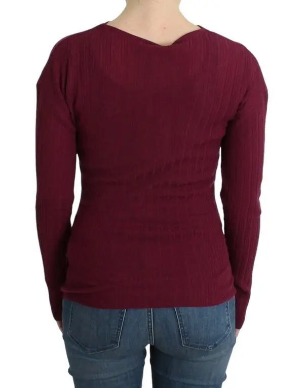 Roberto Cavalli Knitted Virgin Wool Keyhole Sweater - Purple