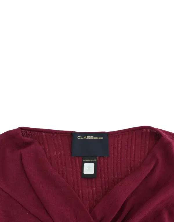 Roberto Cavalli Knitted Virgin Wool Keyhole Sweater - Purple