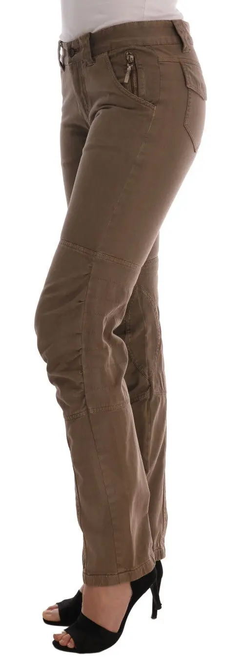 Ermanno Scervino Cotton Slim Fit Trousers - Brown