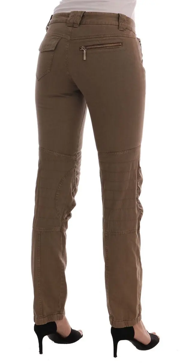 Ermanno Scervino Cotton Slim Fit Trousers - Brown