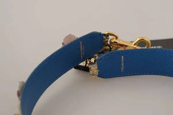 Dolce & Gabbana Python Leather Floral Studded Shoulder Strap