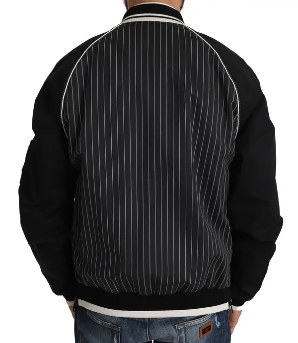 Dolce & Gabbana Sequined Beaded Bomber Jacket - Black