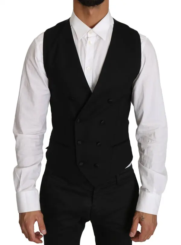 Dolce & Gabbana Wool Double Breasted Waistcoat Vest