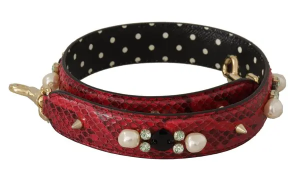 Dolce & Gabbana Python Leather Shoulder Strap With Crystals - Red