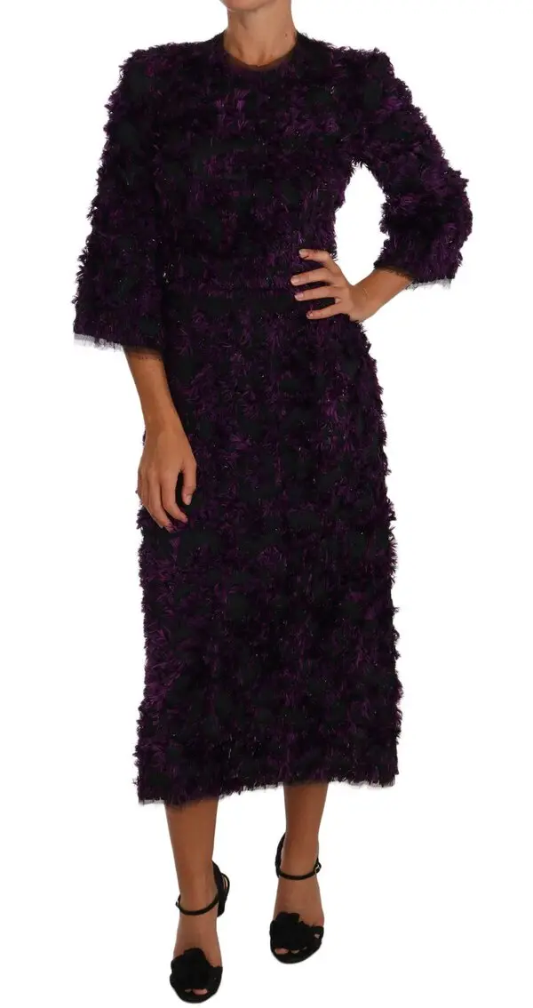 Dolce & Gabbana Fringe Midi Sheath Dress - Purple