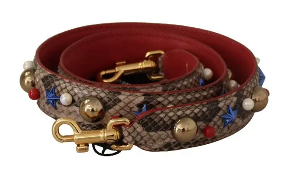 Dolce & Gabbana Python Leather Studded Shoulder Strap - Brown