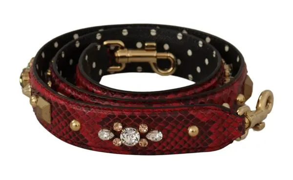 Dolce & Gabbana Python Leather Reversible Shoulder Strap - Red