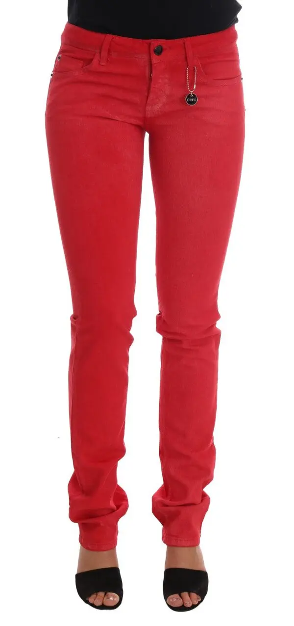 Costume National Cotton Stretch Slim Jeans - Red