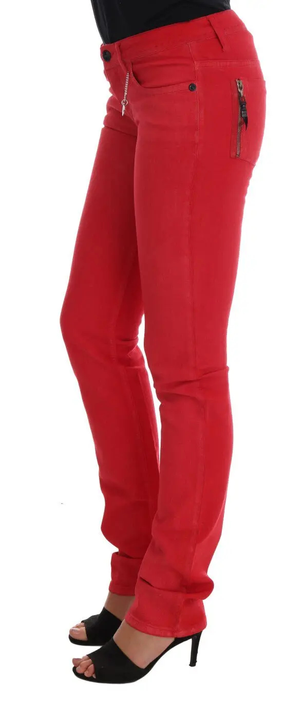 Costume National Cotton Stretch Slim Jeans - Red