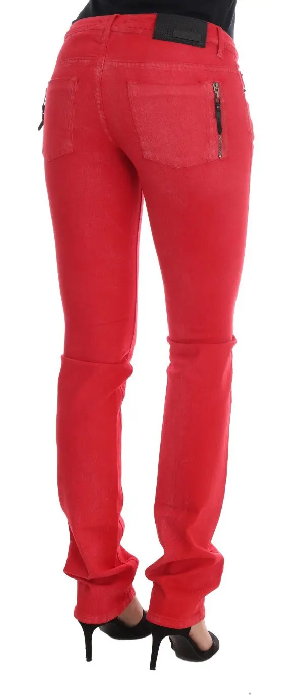 Costume National Cotton Stretch Slim Jeans - Red