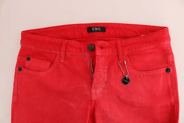 Costume National Cotton Stretch Slim Jeans - Red