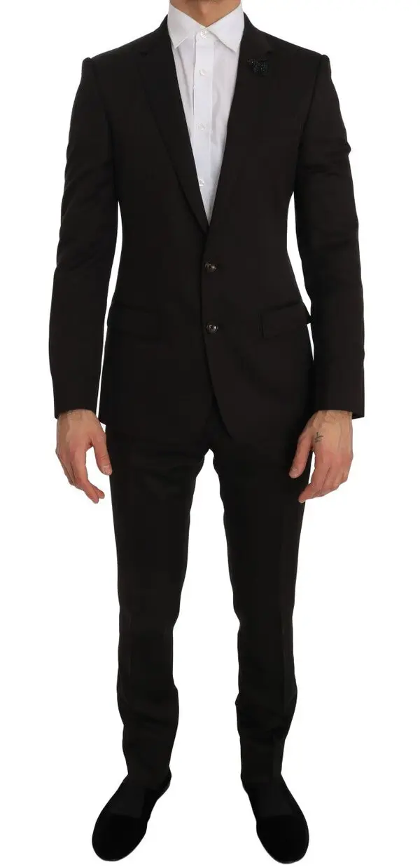 Dolce & Gabbana Wool Crystal Bee Slim Fit Martini - Brown