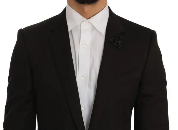 Dolce & Gabbana Wool Crystal Bee Slim Fit Martini - Brown