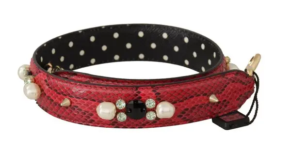 Dolce & Gabbana Python Leather Crystals Reversible Shoulder Strap