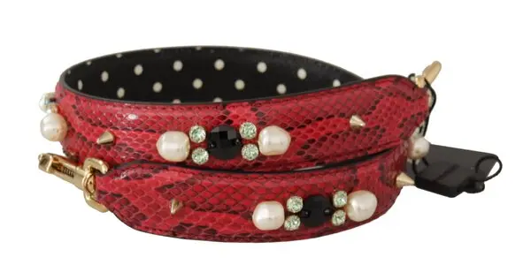 Dolce & Gabbana Python Leather Crystals Reversible Shoulder Strap