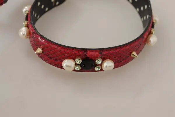 Dolce & Gabbana Python Leather Crystals Reversible Shoulder Strap