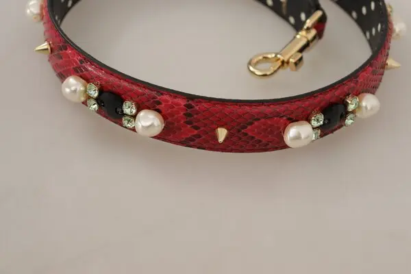 Dolce & Gabbana Python Leather Crystals Reversible Shoulder Strap