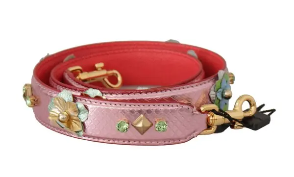 Dolce & Gabbana Metallic Leather Studded Shoulder Strap - Pink