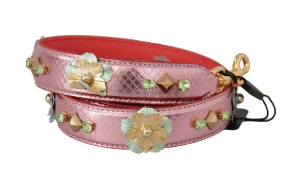 Dolce & Gabbana Metallic Leather Studded Shoulder Strap - Pink