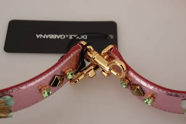Dolce & Gabbana Metallic Leather Studded Shoulder Strap - Pink