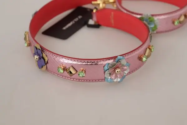 Dolce & Gabbana Metallic Leather Studded Shoulder Strap - Pink