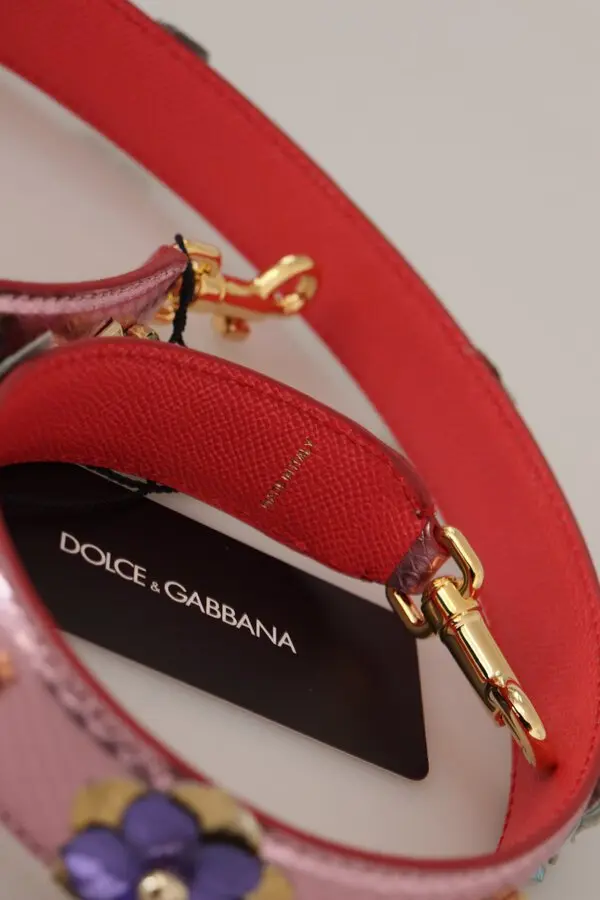 Dolce & Gabbana Metallic Leather Studded Shoulder Strap - Pink