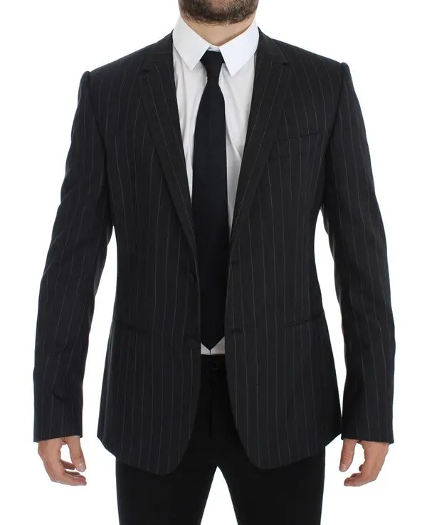 Dolce & Gabbana Striped Slim Fit Wool Blazer