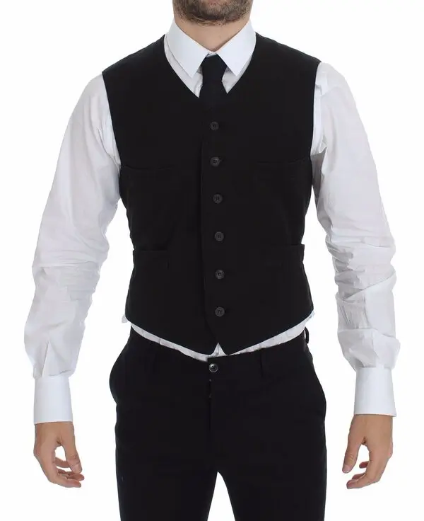 Dolce & Gabbana Flax Cotton Dress Vest - Black