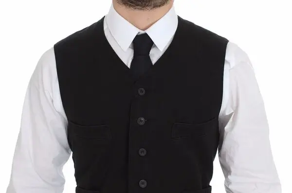 Dolce & Gabbana Flax Cotton Dress Vest - Black