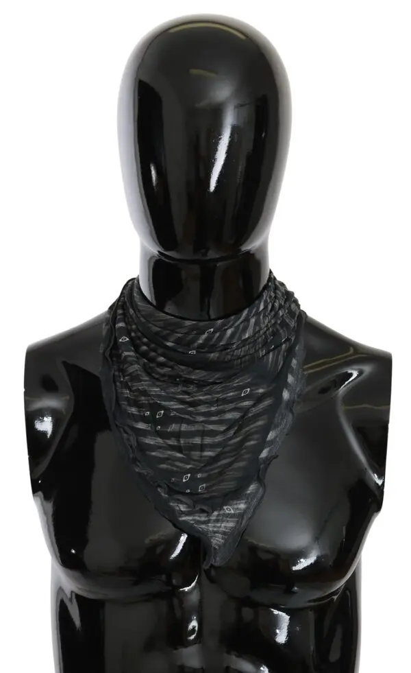 Costume National Gray Viscose Foulard Branded Scarf - Black