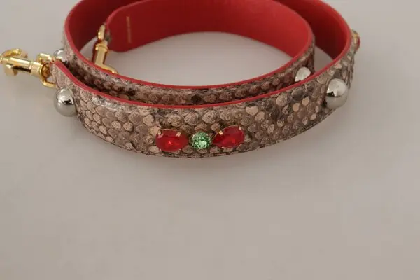 Dolce & Gabbana Python Leather Shoulder Strap With Crystals - Brown