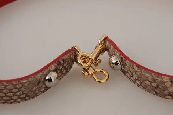 Dolce & Gabbana Python Leather Shoulder Strap With Crystals - Brown