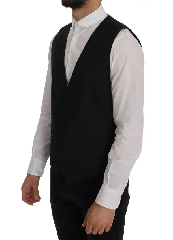 Dolce & Gabbana Wool Blend Striped Vest - Blue