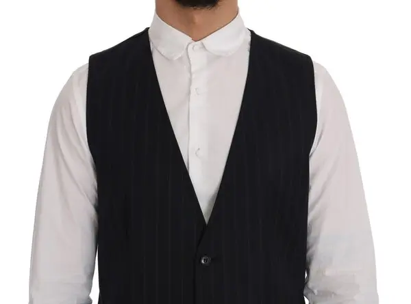 Dolce & Gabbana Wool Blend Striped Vest - Blue