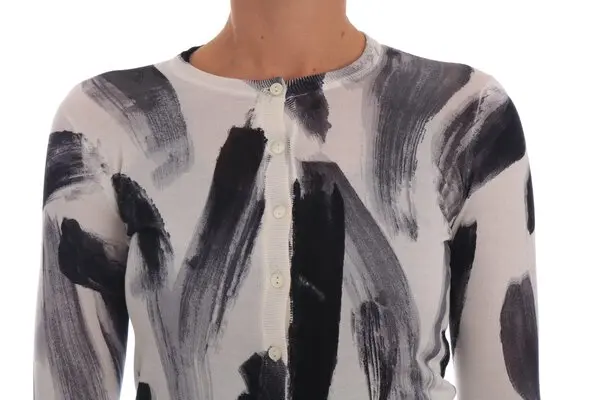 Dolce & Gabbana Silk Cardigan Paint Stroke Sweater