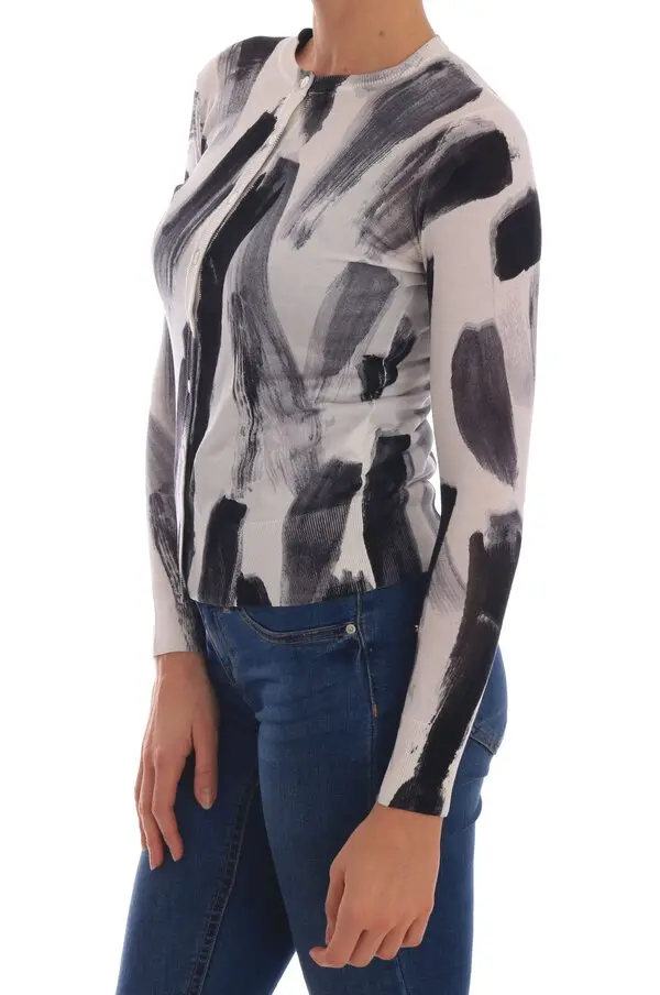 Dolce & Gabbana Silk Cardigan Paint Stroke Sweater