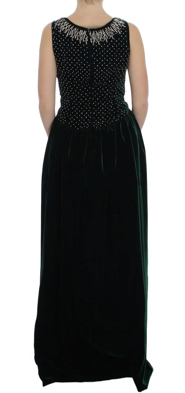 Dolce & Gabbana Velvet Crystal Maxi Dress