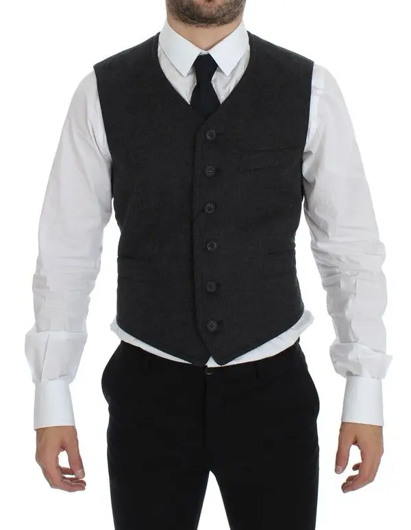 Dolce & Gabbana Wool Blend Single Breasted Vest