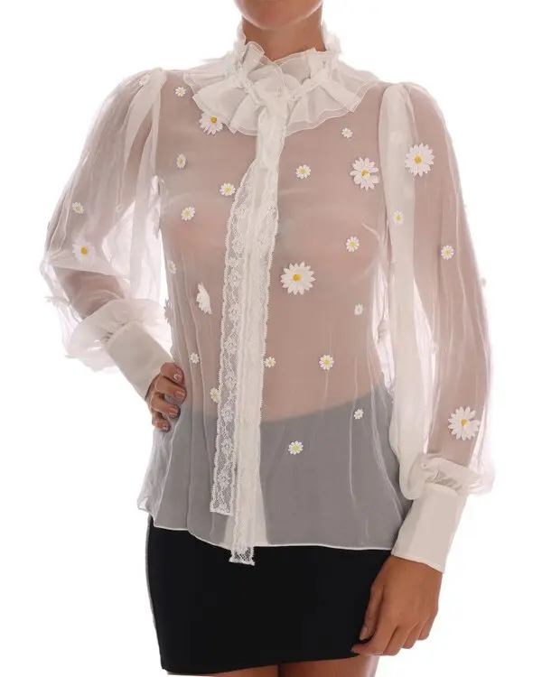 Dolce & Gabbana Daisy Applique Silk Shirt
